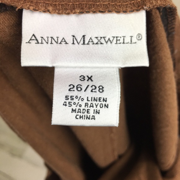 Anna Maxwell | Pants & Jumpsuits | Anna Maxwell Brown Linen Blend ...